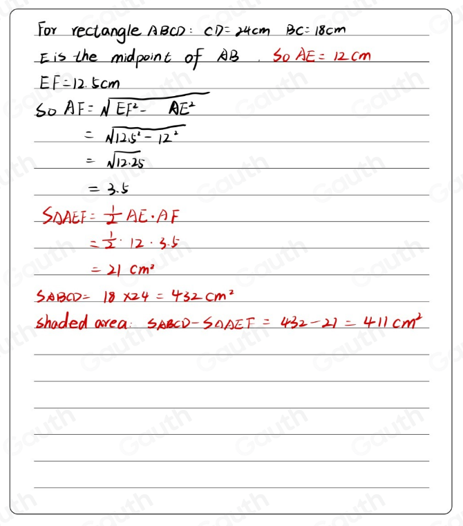 تم الحل:16 22 The diagram shows a rectangle ABCD. E is the midpoint of ...