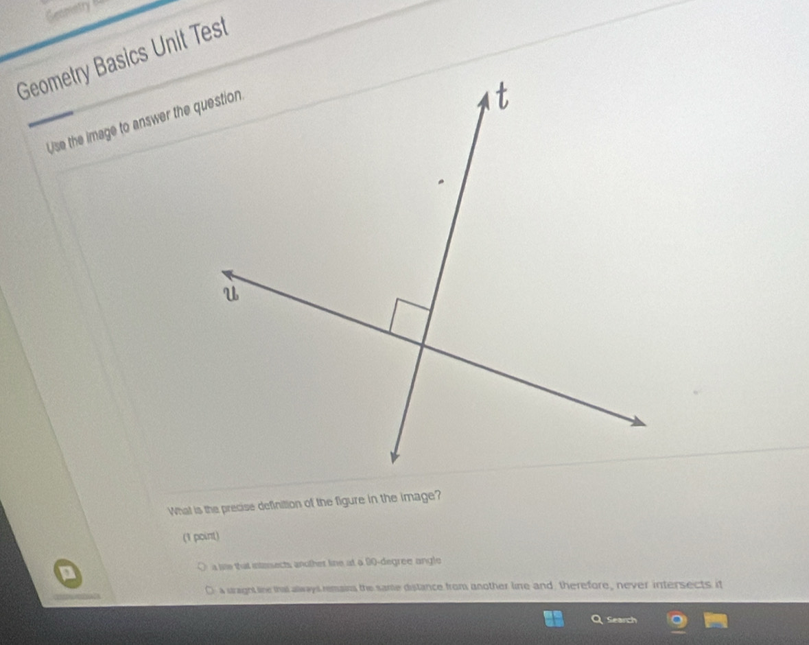 Solved: Geametry a Geometry Basics Unit Test Use the image to answer ...