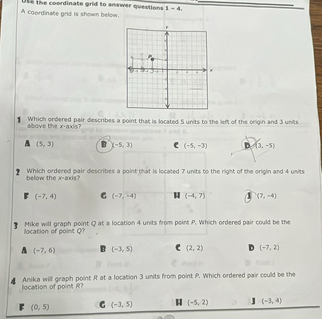 Solved: Use the coordinate grid to answer questions 1-4. A coordinate ...