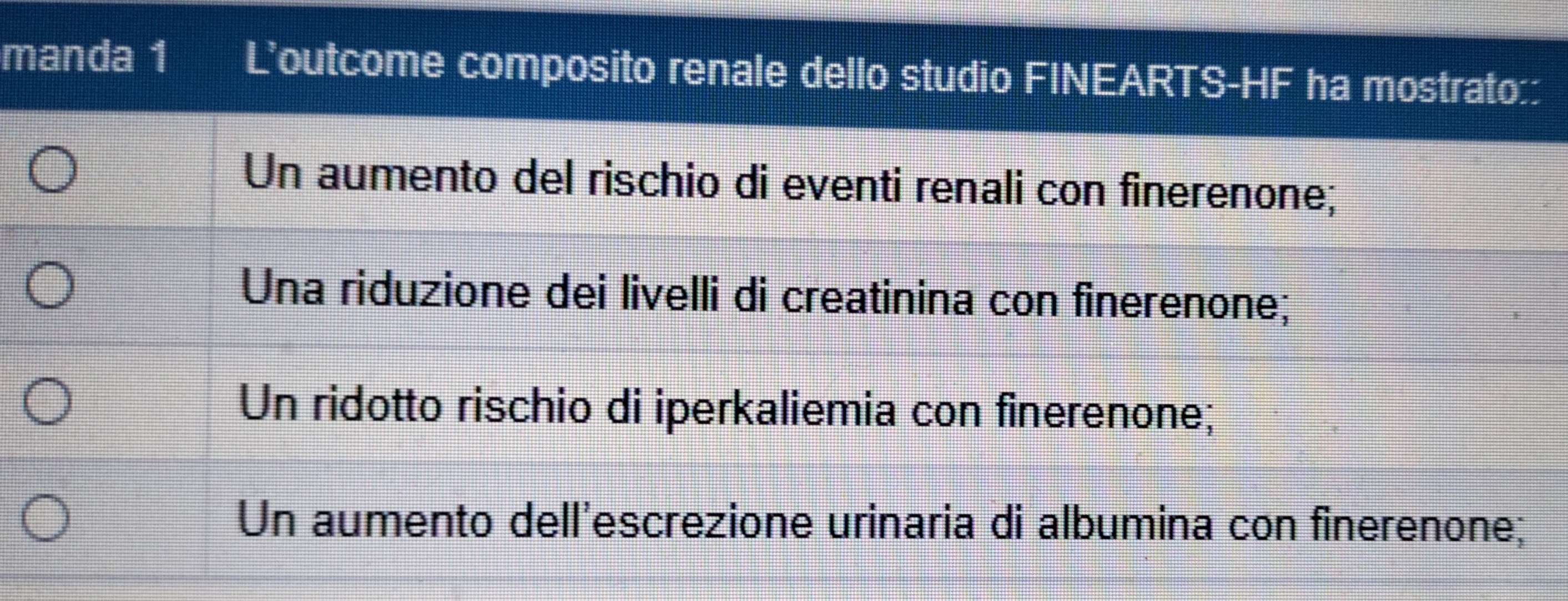 Risolto:manda 1 L’outcome composito renale dello studio FINEARTS-HF ha ...