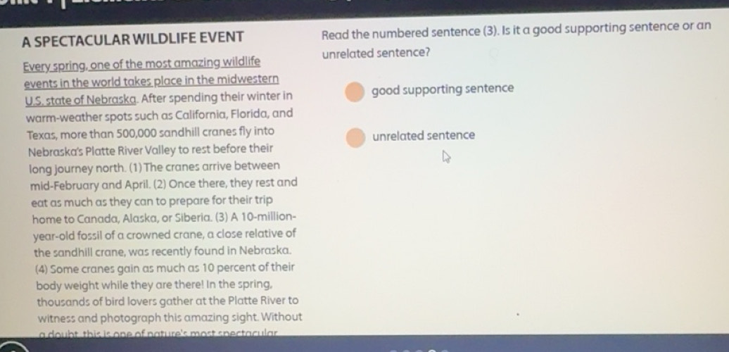 Solved: A SPECTACULAR WILDLIFE EVENT Read the numbered sentence (3). Is ...