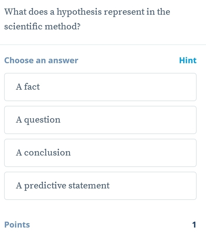 Solved: What does a hypothesis represent in the scientific method ...