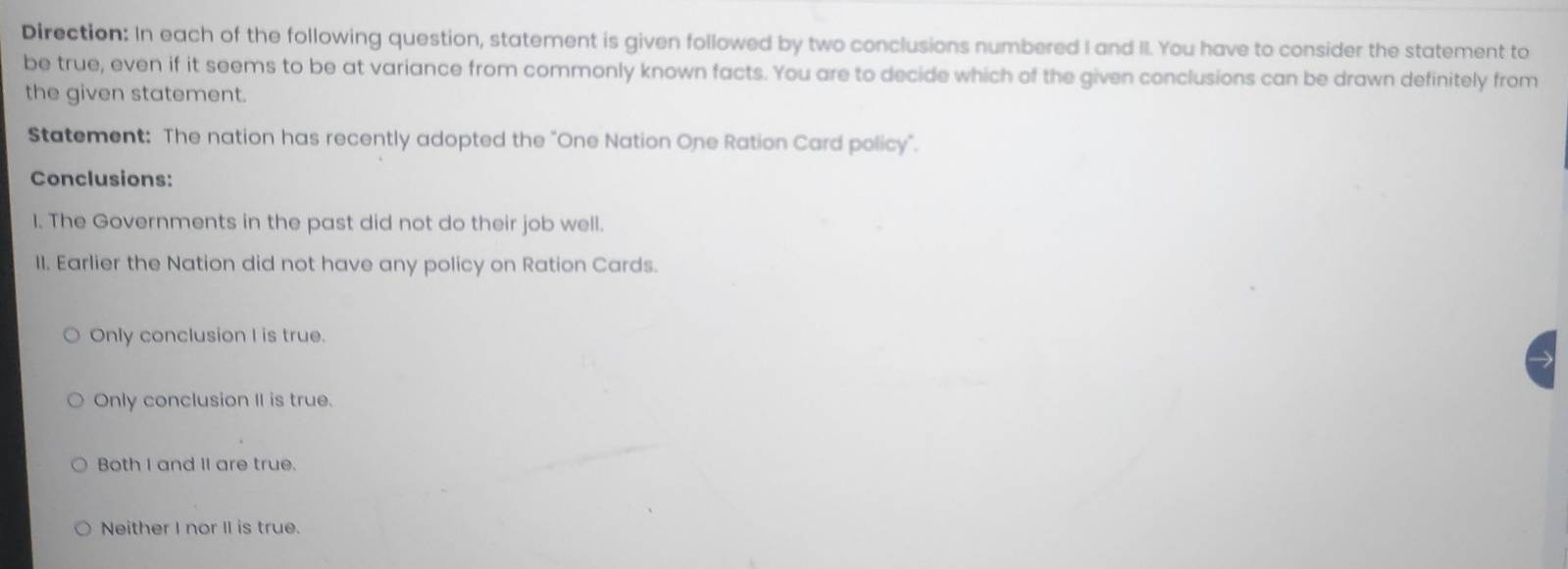 Solved: Direction: In each of the following question, statement is ...