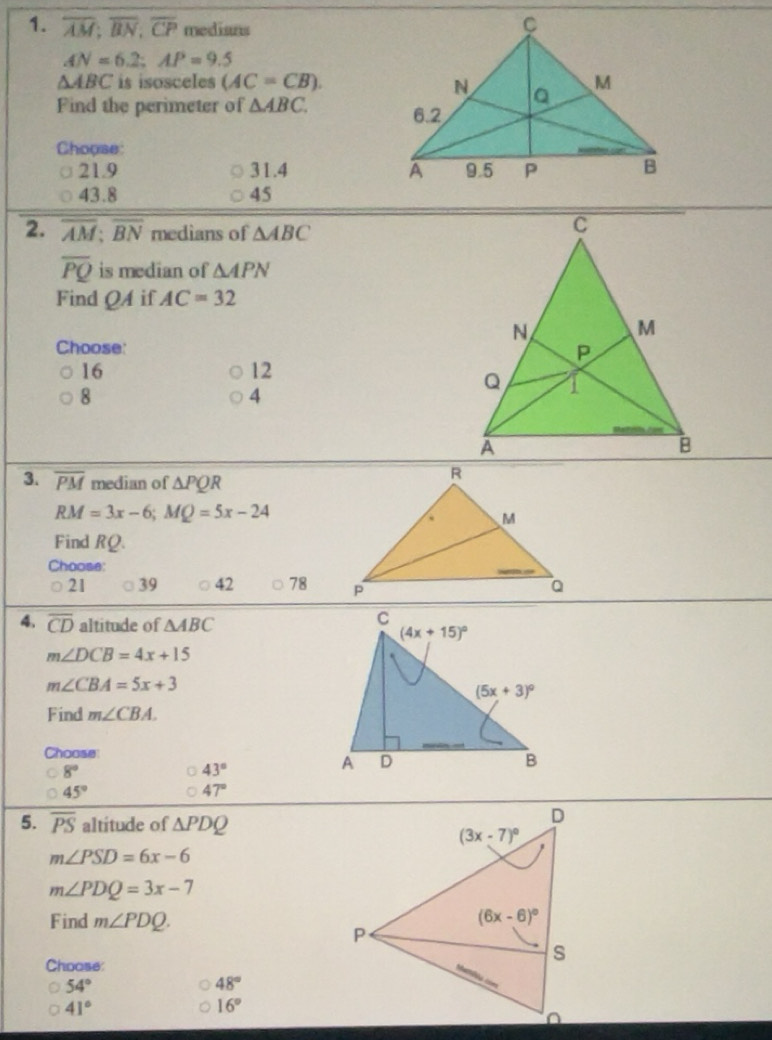 Solved: overline AM;overline BN;overline CP medians AN=6.2;AP=9.5 ABC ...