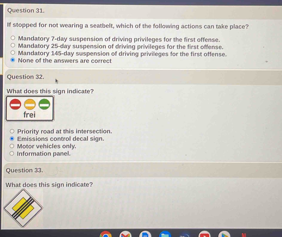 Gelöst:If stopped for not wearing a seatbelt, which of the following actions can take place? Mand