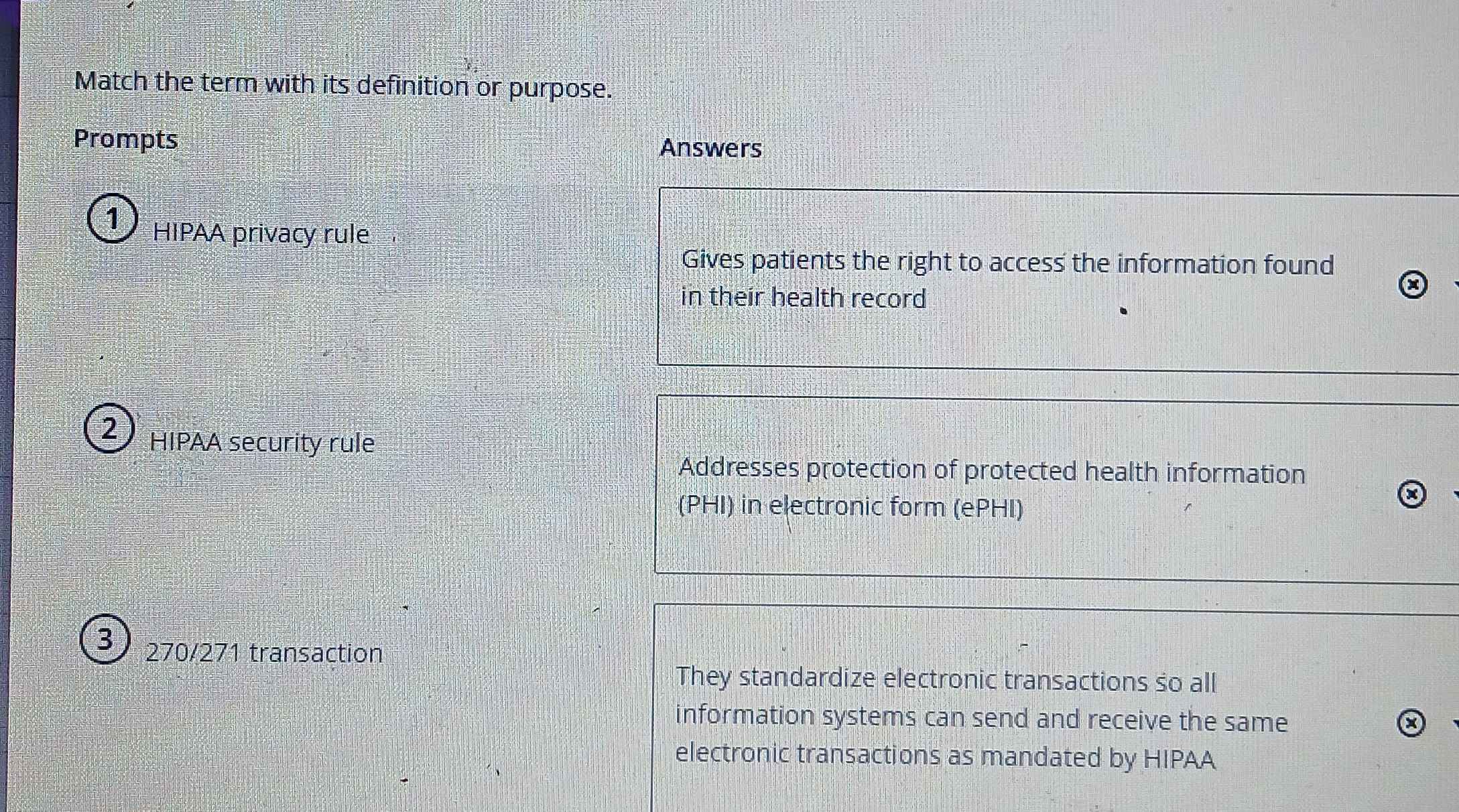 Solved: Match the term with its definition or purpose. Prompts Answers ...