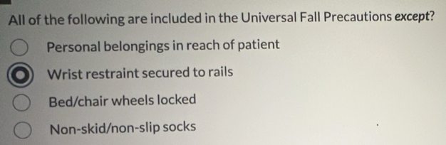 Solved: All of the following are included in the Universal Fall ...