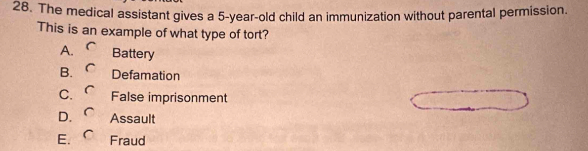 Solved: The medical assistant gives a 5-year-old child an immunization ...