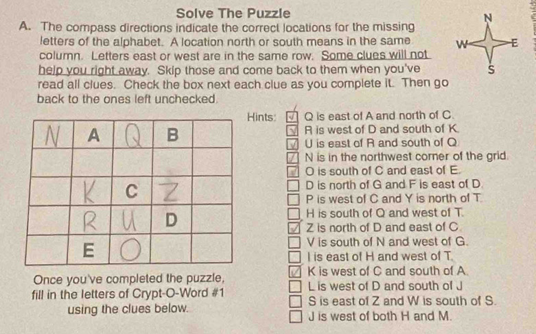 Solved: Solve The Puzzle A. The compass directions indicate the correct ...