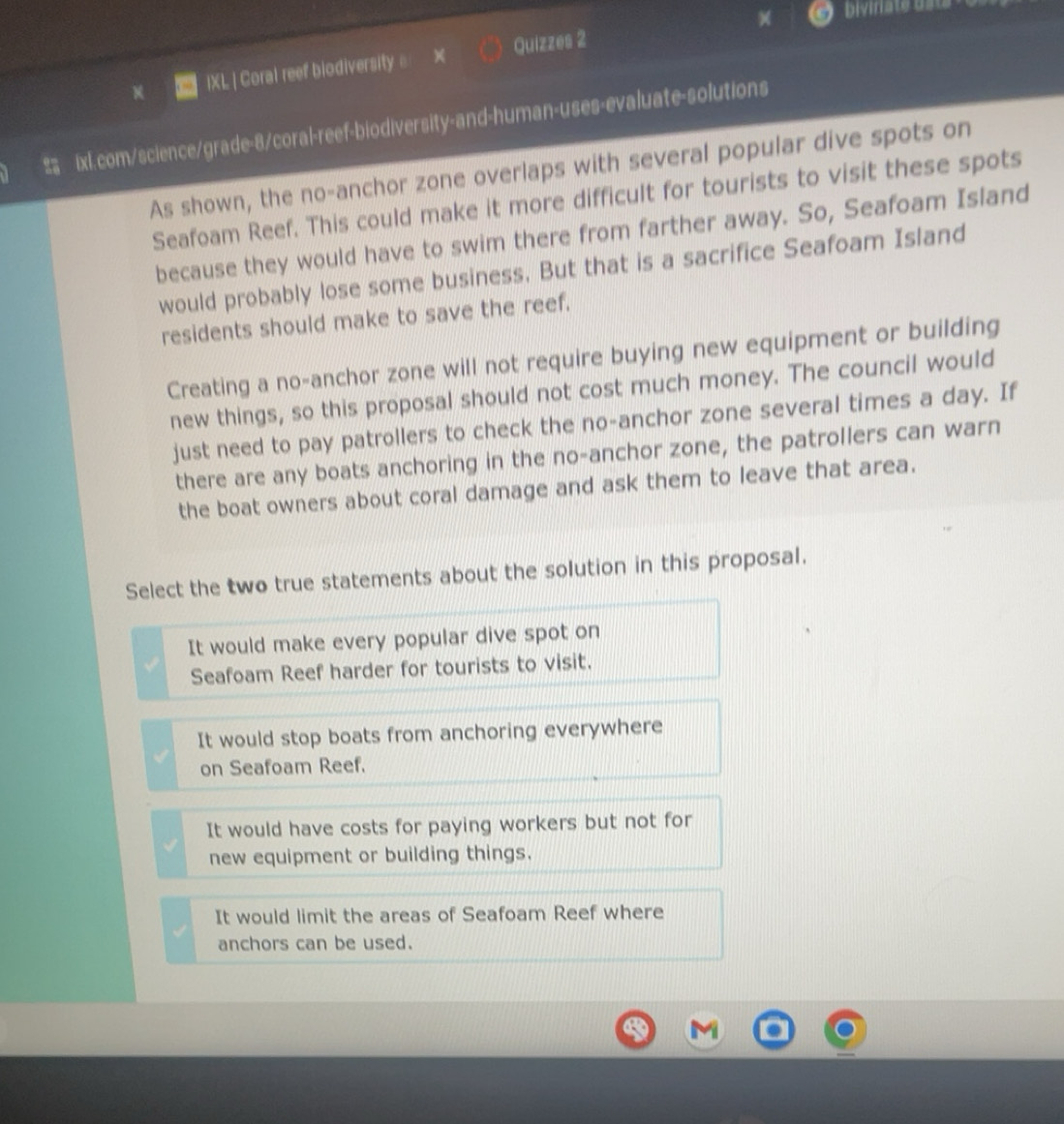 Solved: Divifate dsta IXL | Coral reef blodiversity = Quizzes 2 ≌ ixl ...