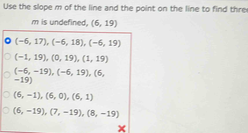 Solved: Use the slope m of the line and the point on the line to find ...