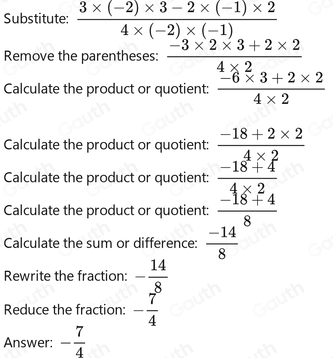Resuelto:Al evaluar a=-2 b=3 c=-1 y d=2 de la expresión: (3ab-2cd)/4ac ...