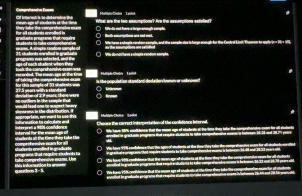 Solved: Comprehensive Exams Multiple Choice 1 point Of interest is to ...