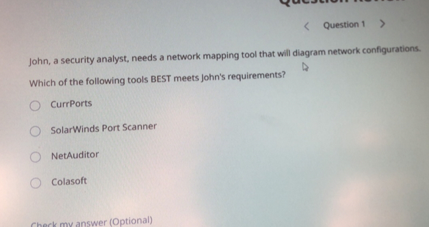 Solved: John, a security analyst, needs a network mapping tool that ...