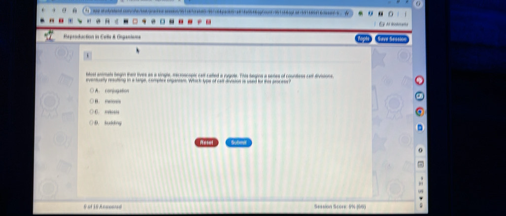 Solved: Reproduction in Cells & Organisms Save Sessío . Most animals ...