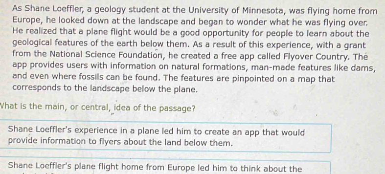 Solved: As Shane Loeffler, a geology student at the University of ...