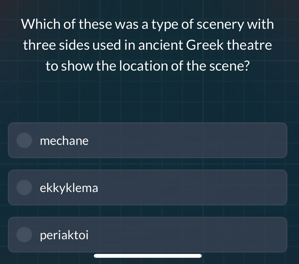 Solved: Which of these was a type of scenery with three sides used in ...