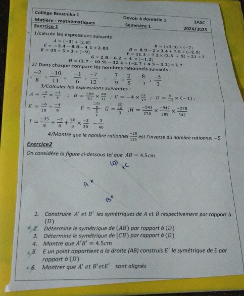 Solved: Collège Bouznika 1 Devoir à domicile 1 2ASC Matière ...