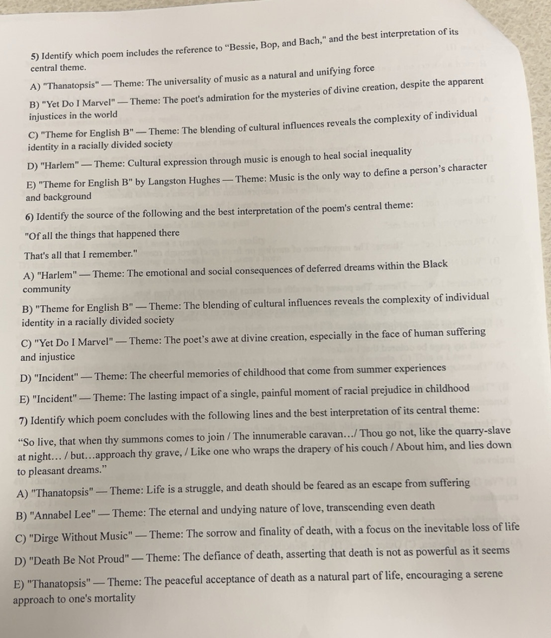 Solved: Identify which poem includes the reference to “Bessie, Bop, and ...