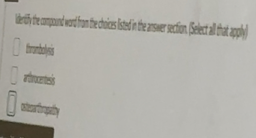 Solved: Identify the compound word from the choices listed in the ...