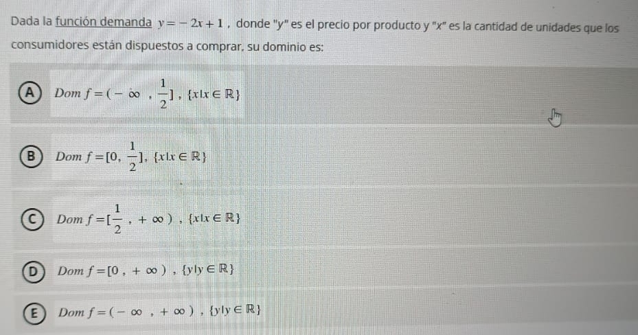 Resuelto:Dada la función demanda y=-2x+1 , donde '' y '' es el precio ...