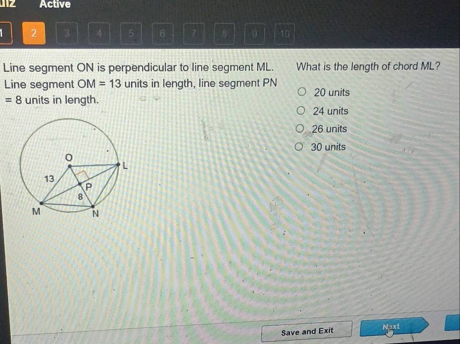 Solved: Active 2 3 4 5 6 7 B 9 10 Line segment ON is perpendicular to ...