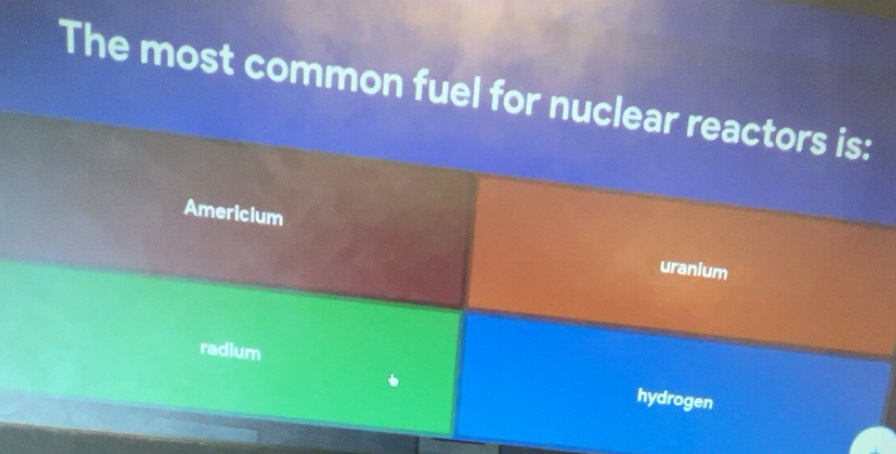 Solved: The most common fuel for nuclear reactors is: Americium uranium ...