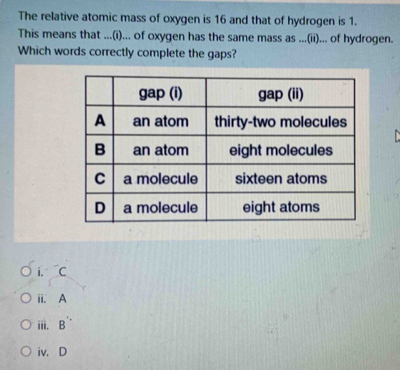 Solved: The relative atomic mass of oxygen is 16 and that of hydrogen ...
