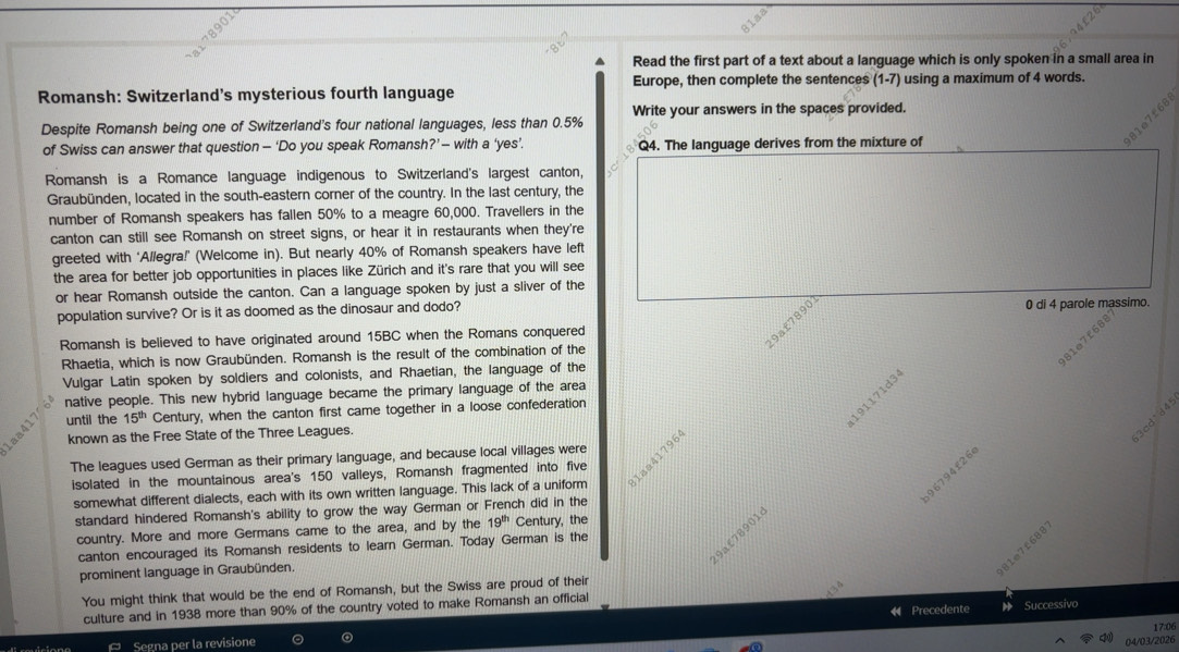 Risolto:Read the first part of a text about a language which is only ...