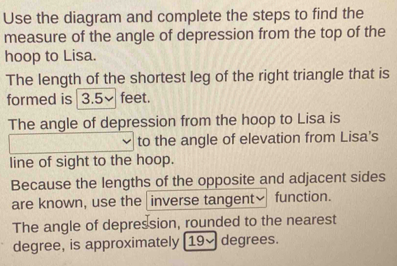 Solved: Use the diagram and complete the steps to find the measure of ...