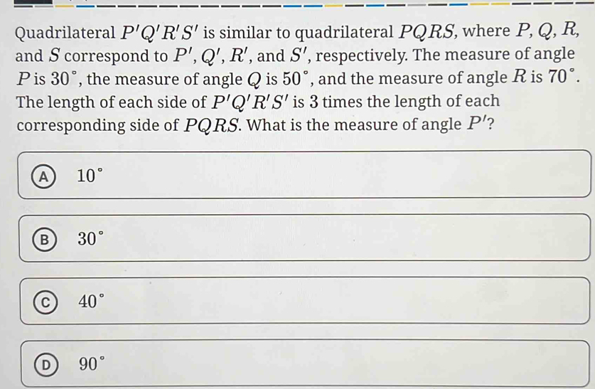 Solved: Quadrilateral P'Q'R'S' is similar to quadrilateral PQRS, where ...