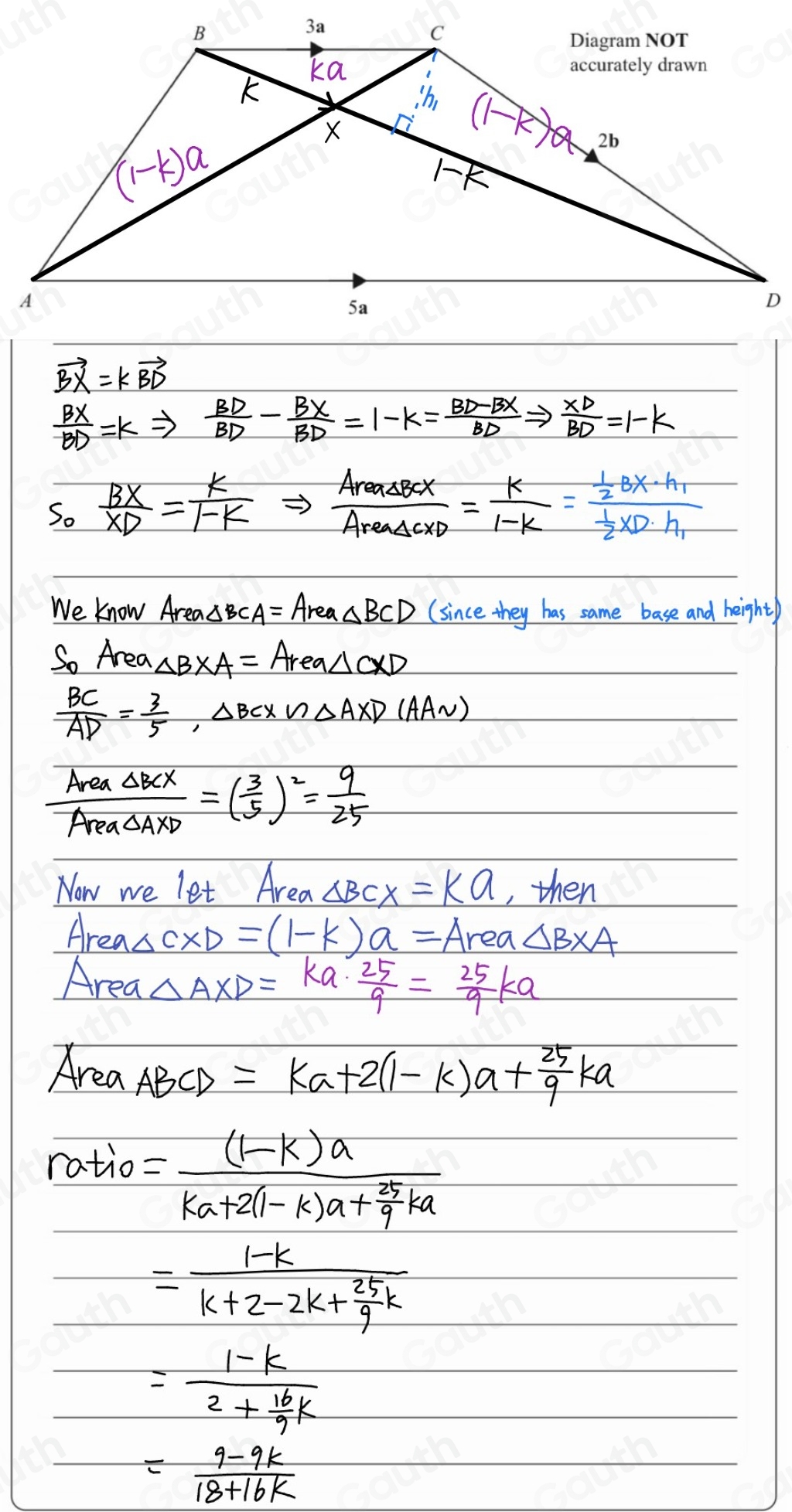 تم الحل:Figure 3 Figure 3 shows a trapezium ABCD vector BC=3a vector AD ...