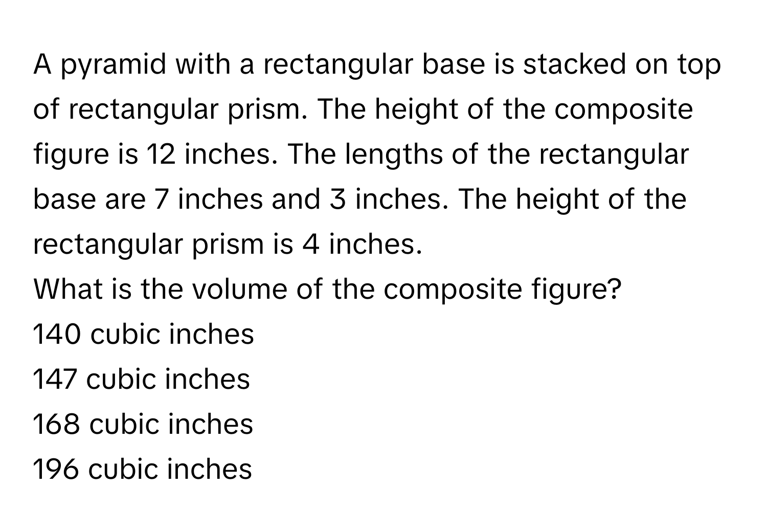Solved: A pyramid with a rectangular base is stacked on top of ...