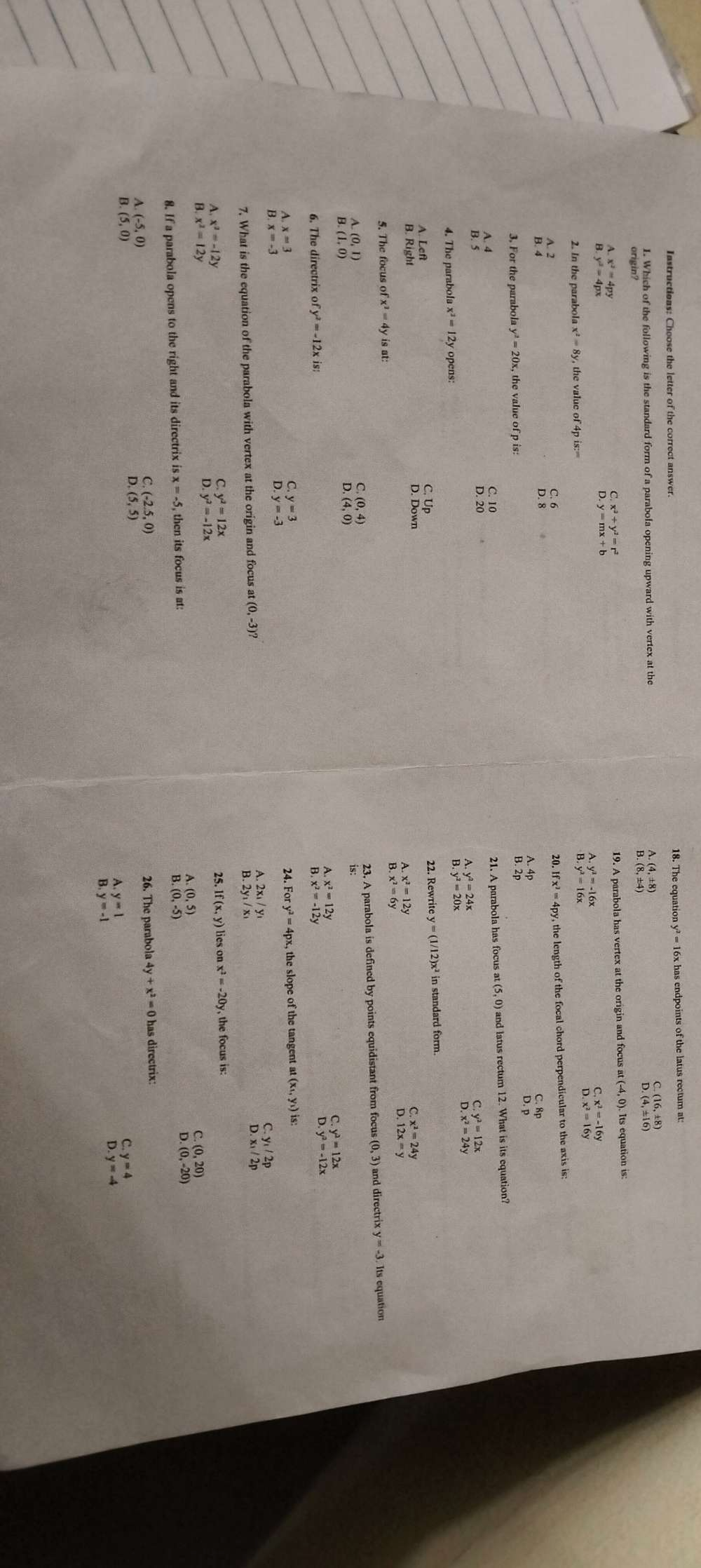 Solved: Instructions: Choose the letter of the correct answer. 18. The ...