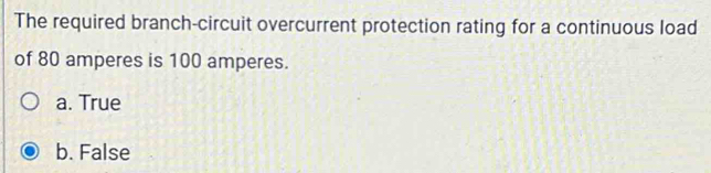Solved: The required branch-circuit overcurrent protection rating for a ...