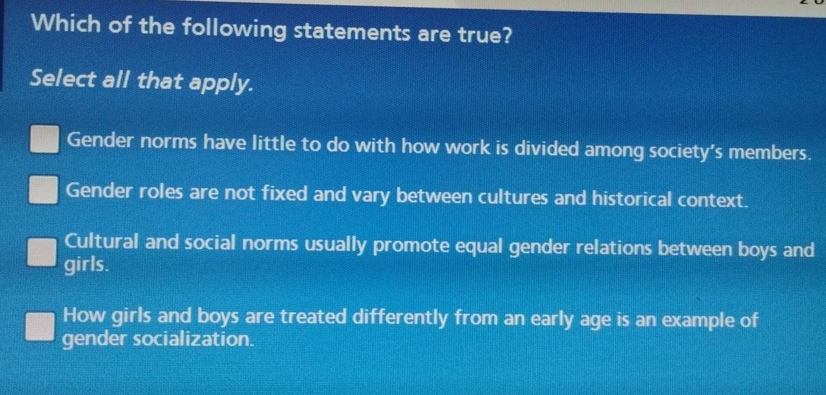 Solved: Which of the following statements are true? Select all that ...