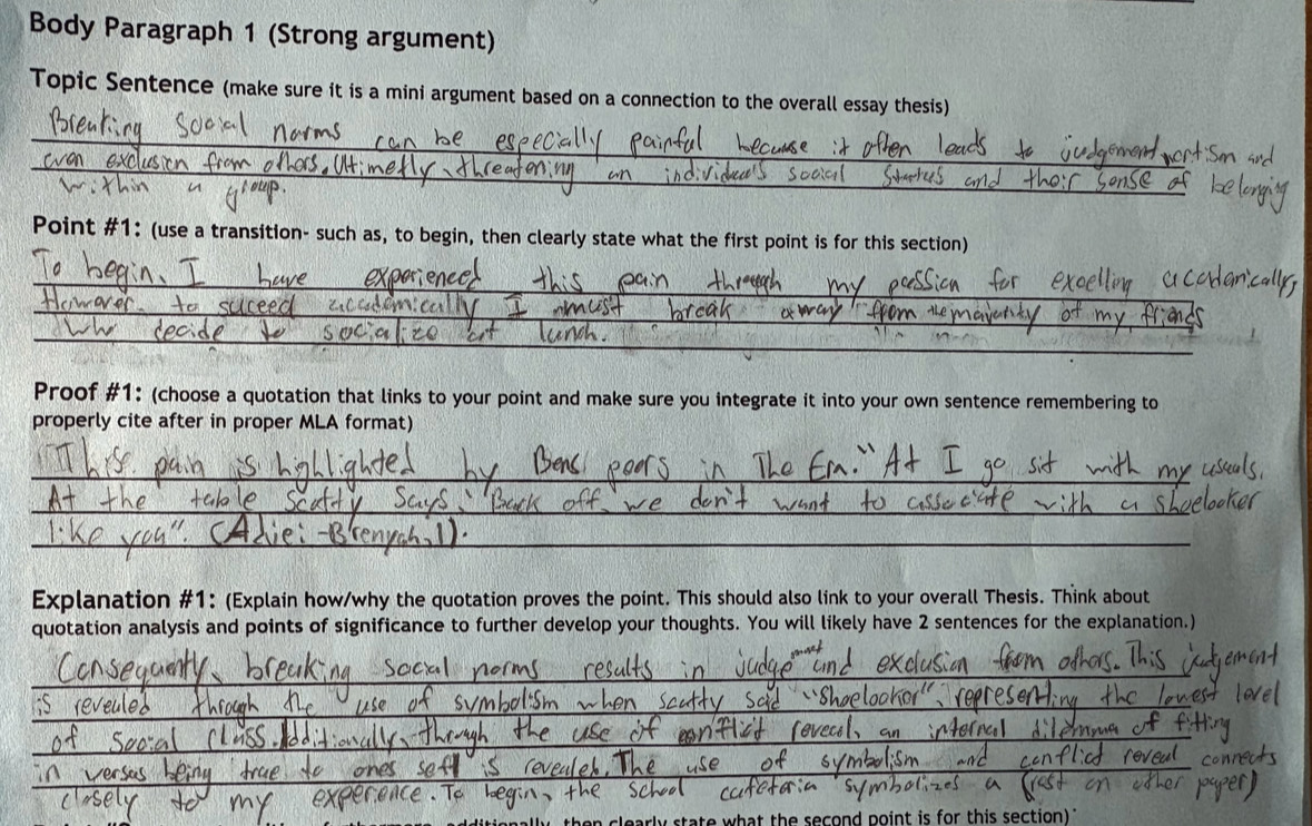 Solved: Body Paragraph 1 (Strong argument) Topic Sentence (make sure it ...