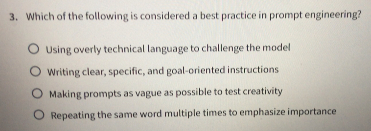 Solved: Which of the following is considered a best practice in prompt ...