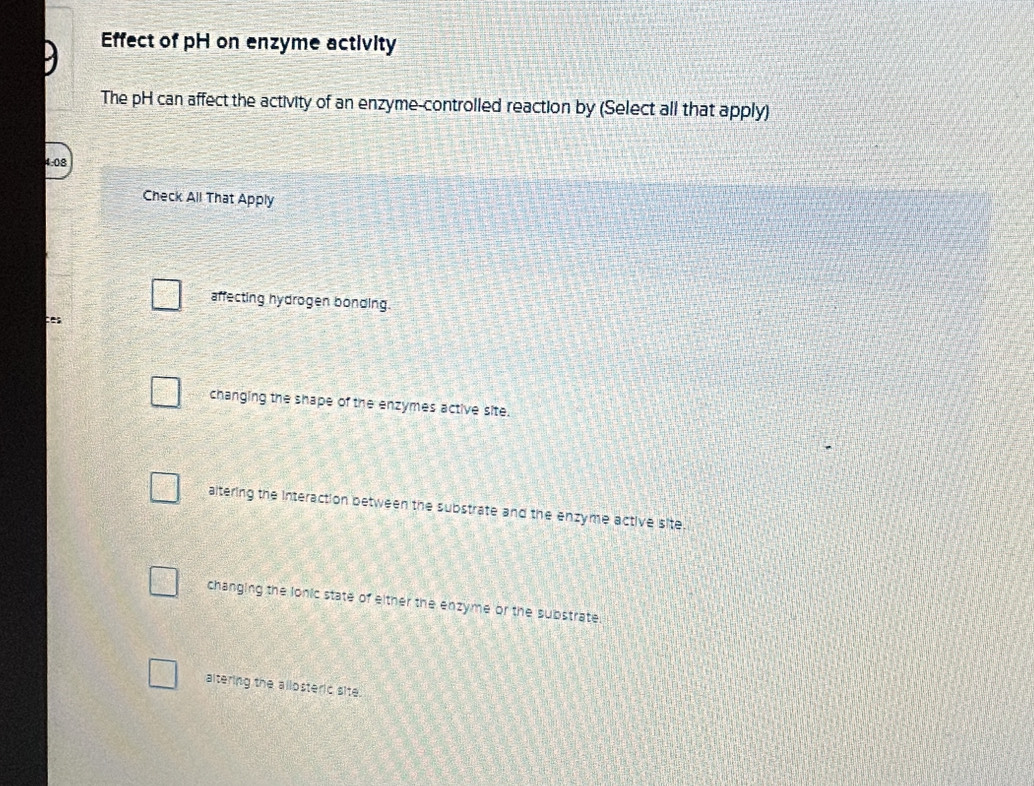 Solved: Effect of pH on enzyme activity The pH can affect the activity ...