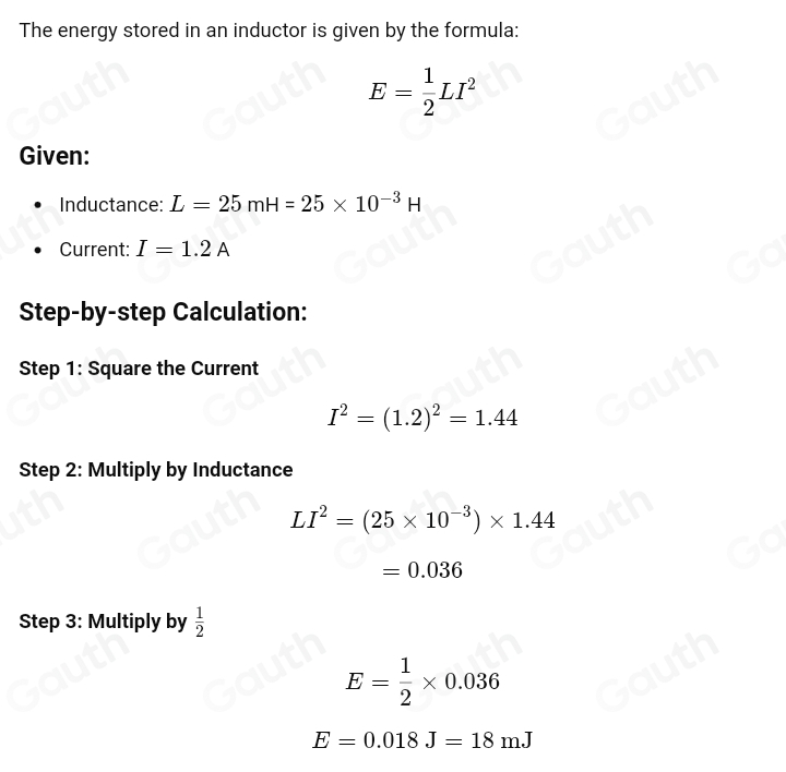 Solved: How much energy is stored by an inductor with an inductance of ...