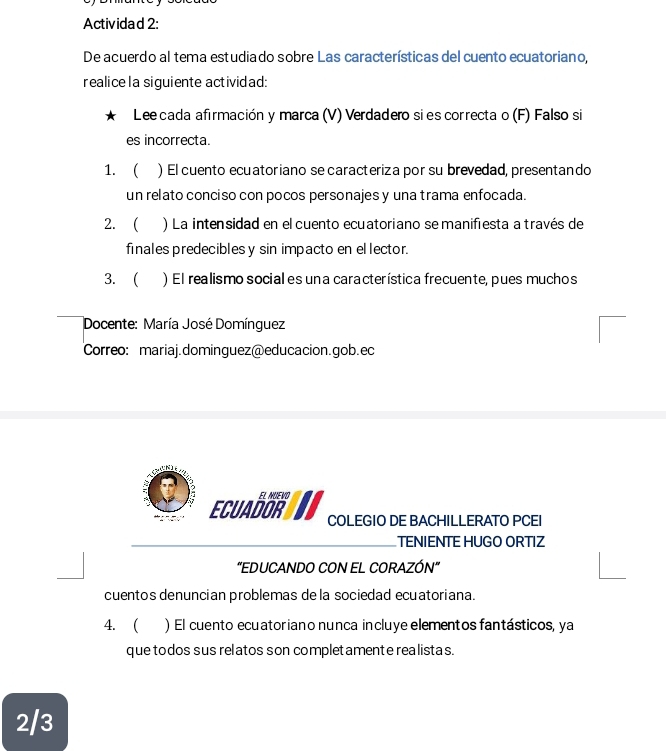 Resuelto:Actividad 2: De acuerdo al tema estudiado sobre Las ...