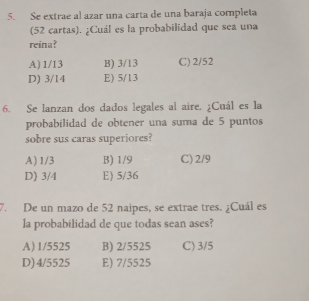 Resuelto:Se extrae al azar una carta de una baraja completa (52 cartas ...
