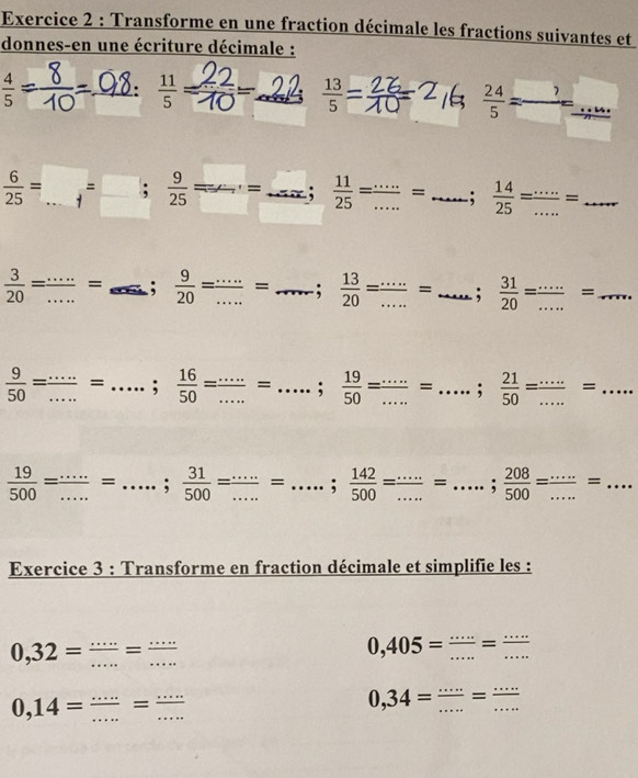 Résolu :Transforme en une fraction décimale les fractions suivantes et ...