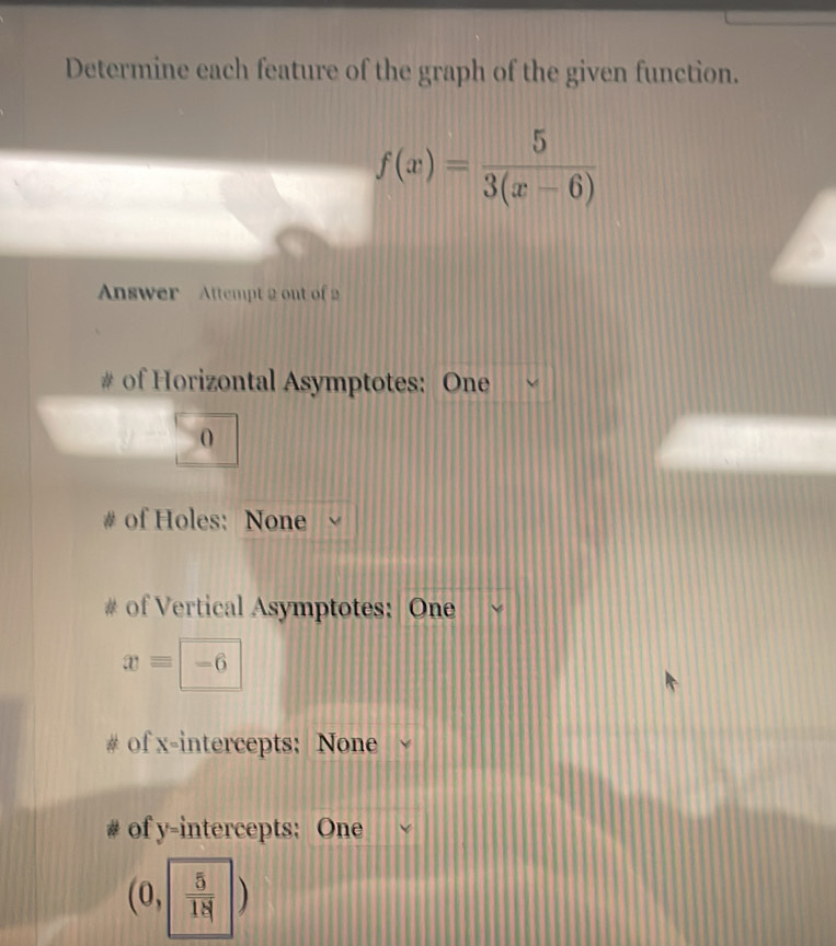 Solved: Determine each feature of the graph of the given function. f(x ...
