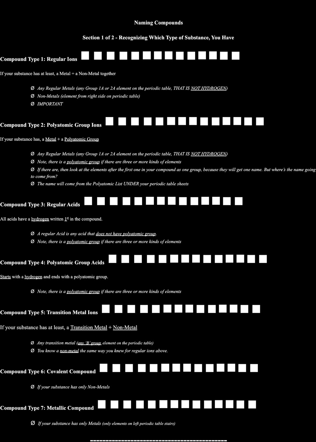 Solved: Naming Compounds Section 1 of 2 - Recognizing Which Type of ...