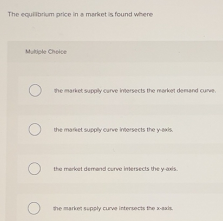 Solved: The equilibrium price in a market is found where Multiple ...
