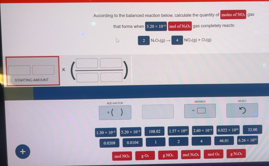 Solved: According to the balanced reaction below, calculate the ...