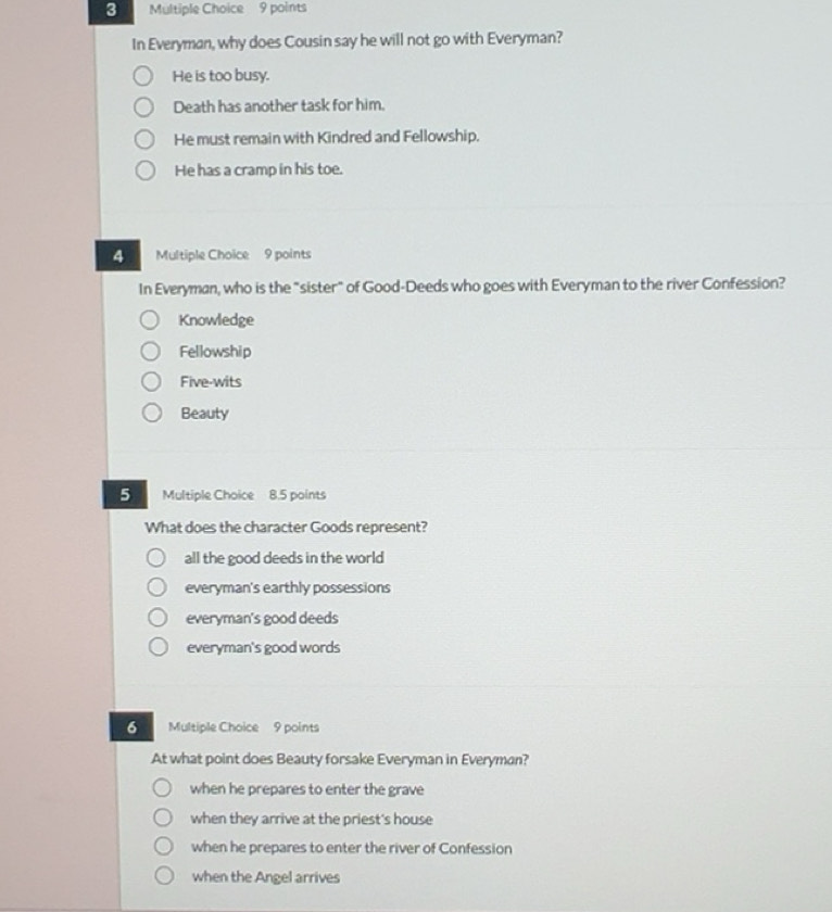 Solved: In Everyman, why does Cousin say he will not go with Everyman ...