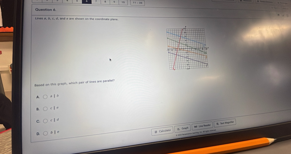 Solved: 9 10 11 - 20 Question 6. Lines a, b, c, d, and e are shown on ...