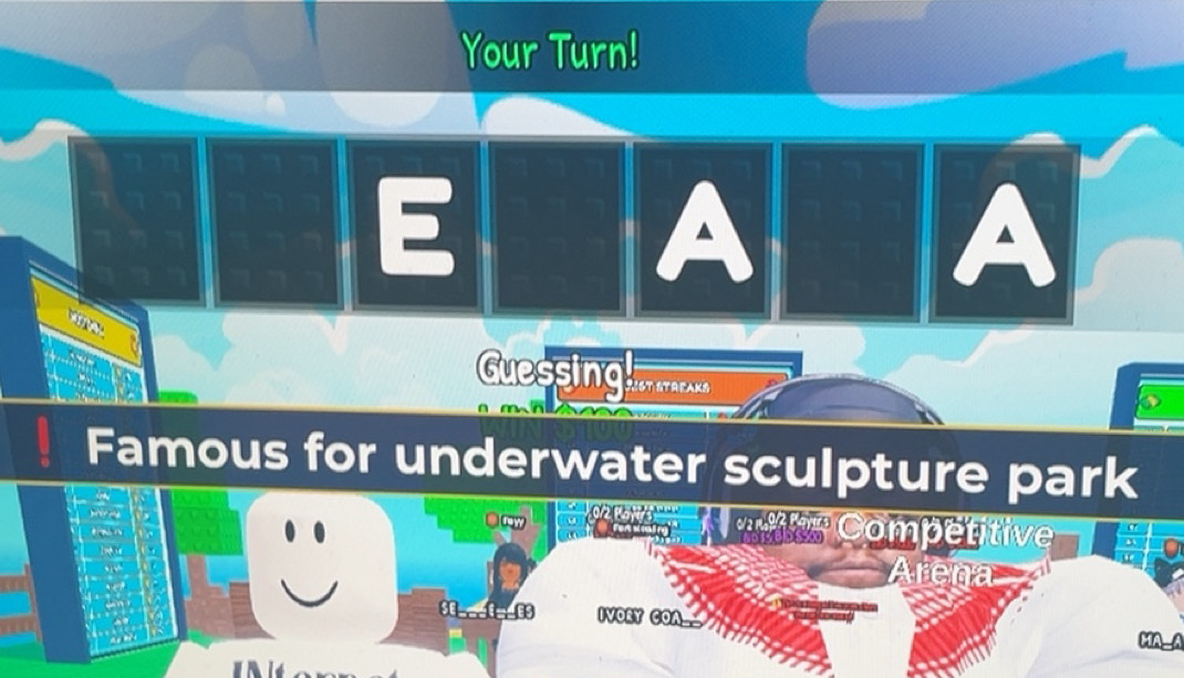 Solved: Your Turn! E A A Guessin ghareae Famous for underwater ...